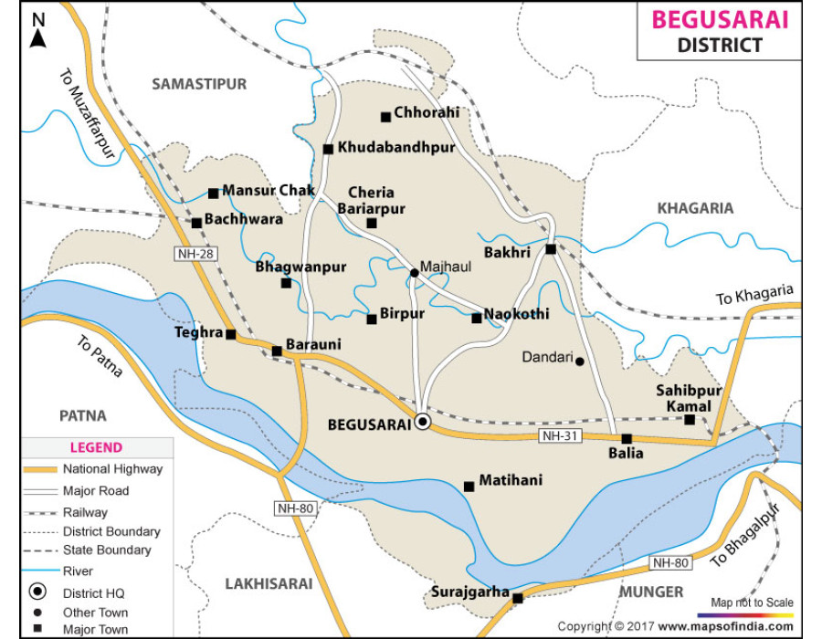 Buy Begusarai District Map Online